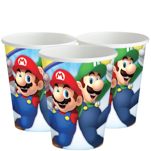 Super Mario Party Cups | Nintendo Gaming Party Supplies | Super Mario ...