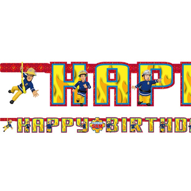 Fireman Sam Birthday Banner - Fireman Sam Birthday Party Decorations ...