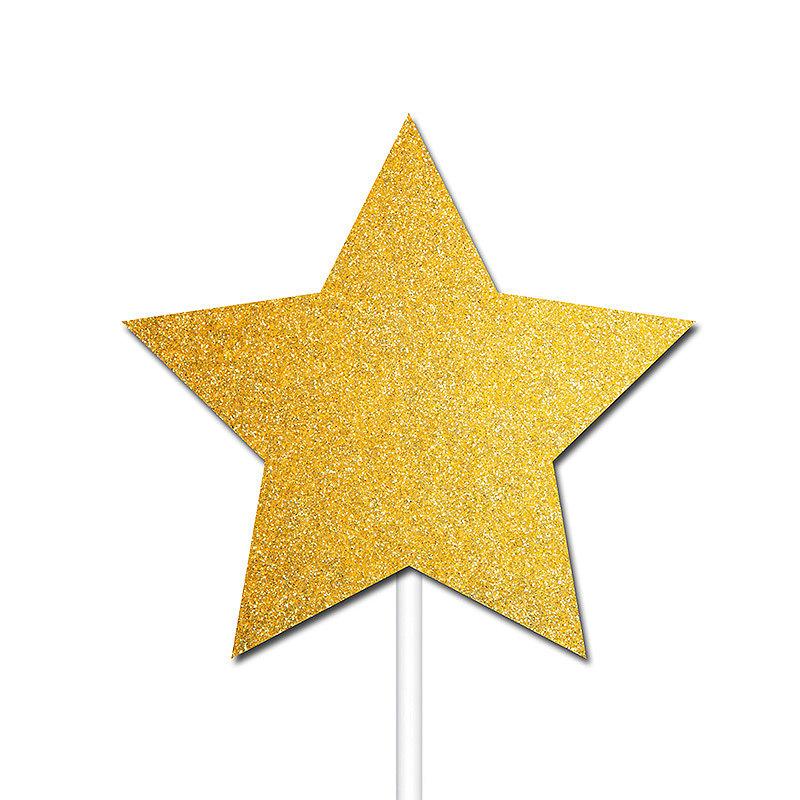Gold Glitter Star Cake Toppers - The Original Party Bag Company
